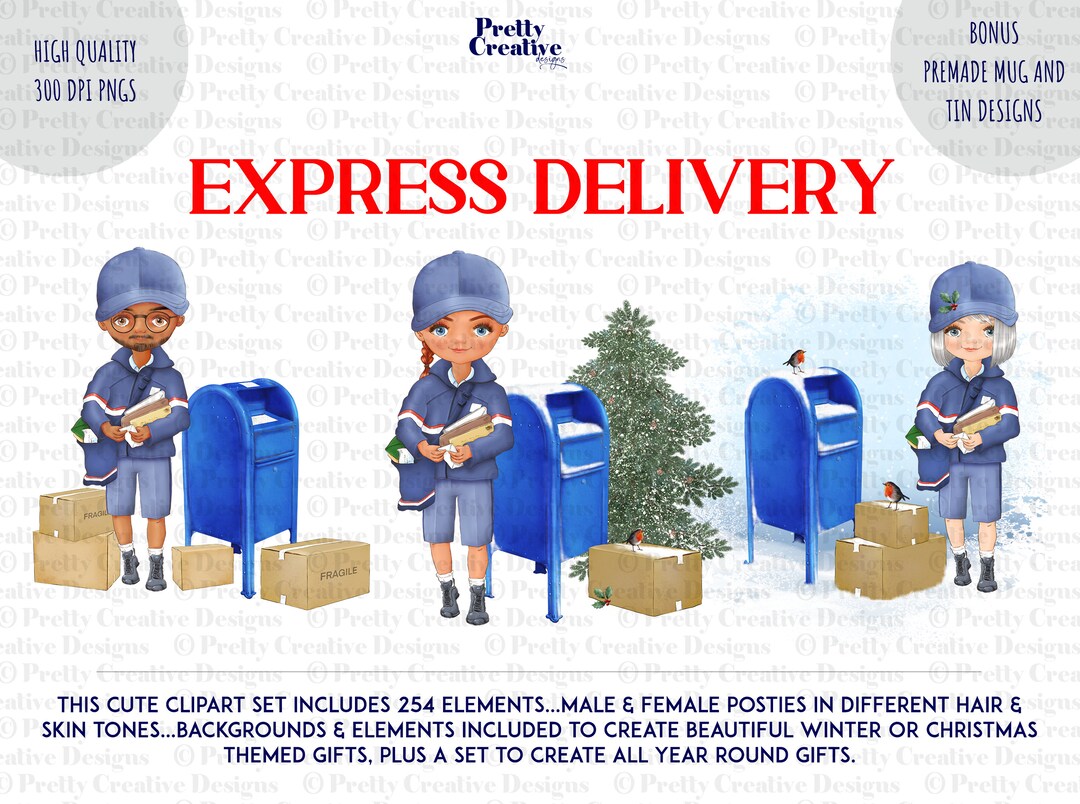 Express Delivery Clipart US Postal Worker Postman Postwoman PNG ...