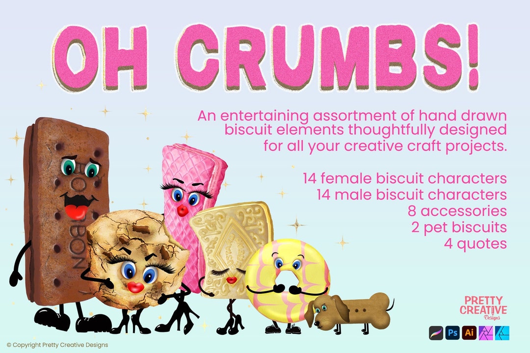 Oh Crumbs Biscuit Clipart PNG Clipart Watercolour PNG Elements Cute ...