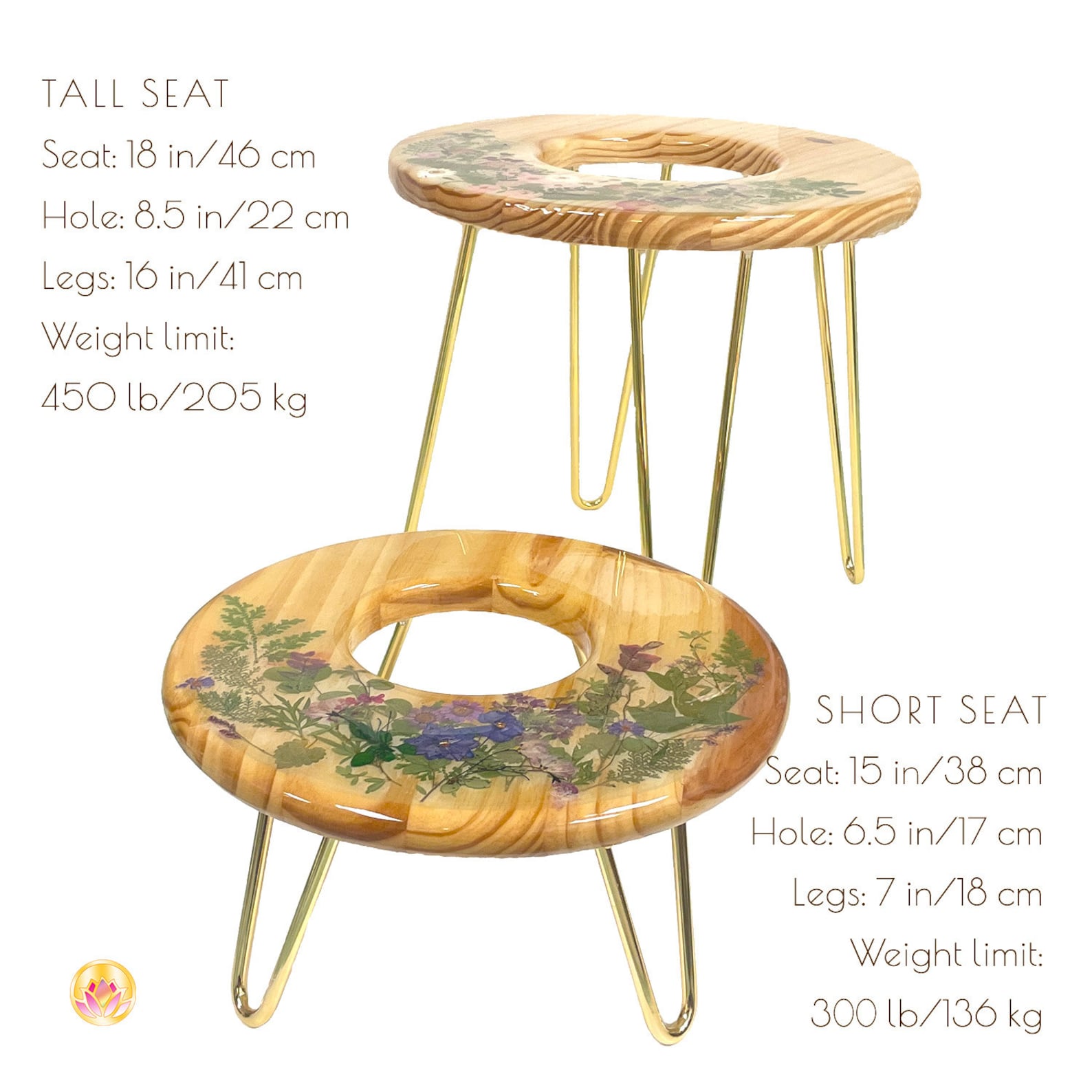 Yoni Steam Seat With Real Pressed Flowers and Copper in Resin ~ Lilac ...