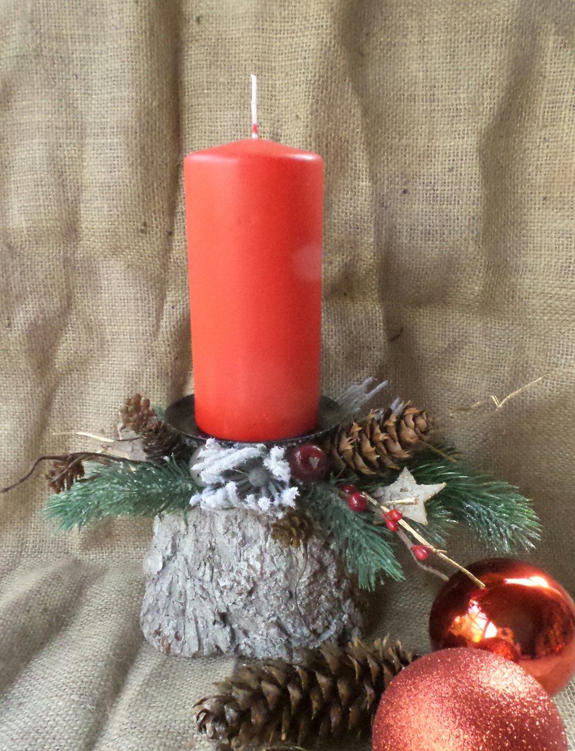 Yule Log Candle Holder - Etsy