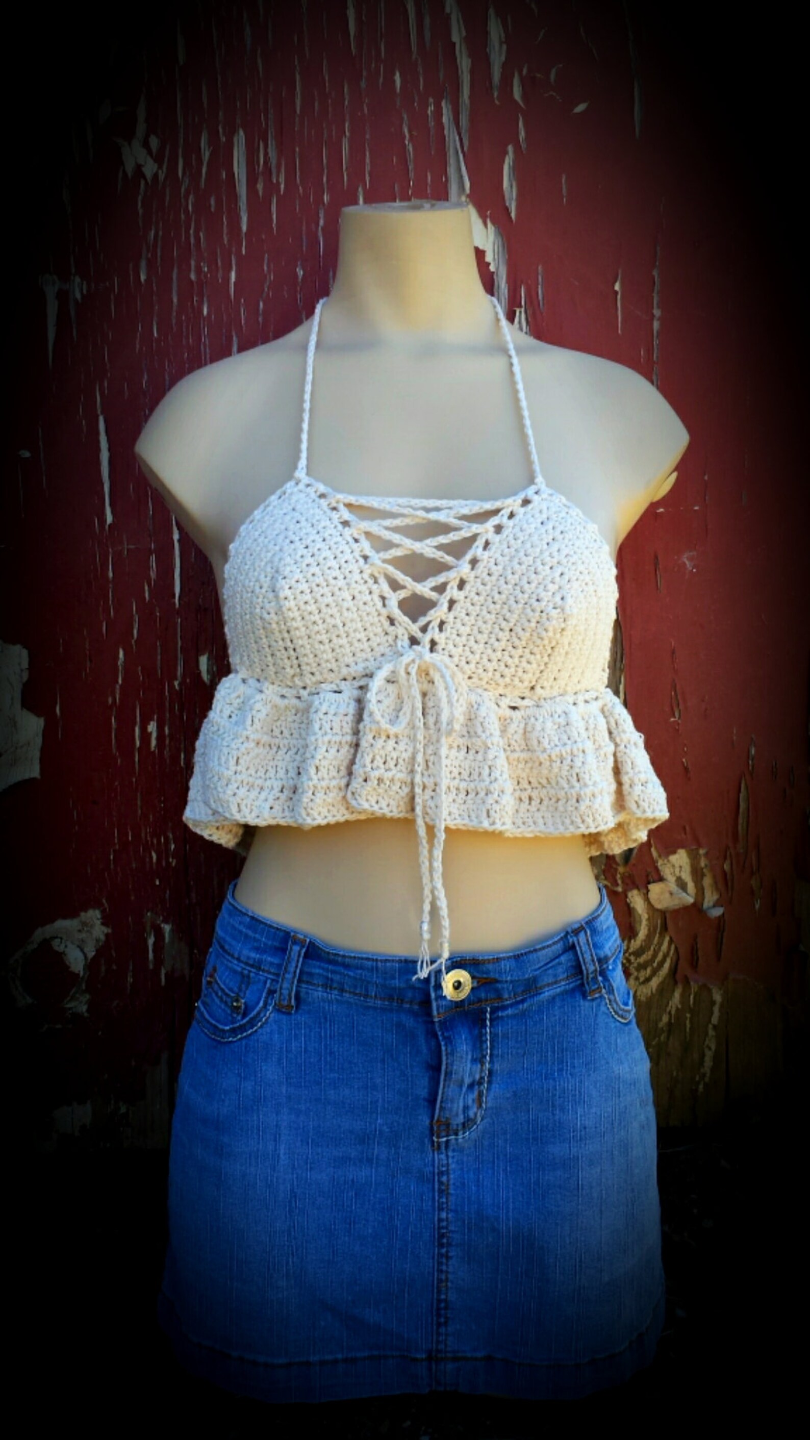 Lace up Ruffled Halter Top Crochet Pattern - Etsy