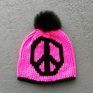 Peace Sign Crochet Hat Pattern - Etsy
