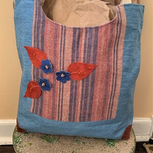 Boho Felted Wool Patchwork Tote - Handmade Upcycled Wool Design With ...