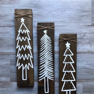 Christmas Trees Set of 3 Hand Painted Wooden Sign Christmas Decor ...