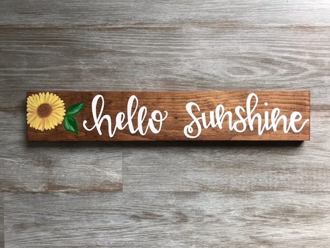 Hello Sunshine | Hand Painted | Wooden Sign | Sunflower Painting - Etsy