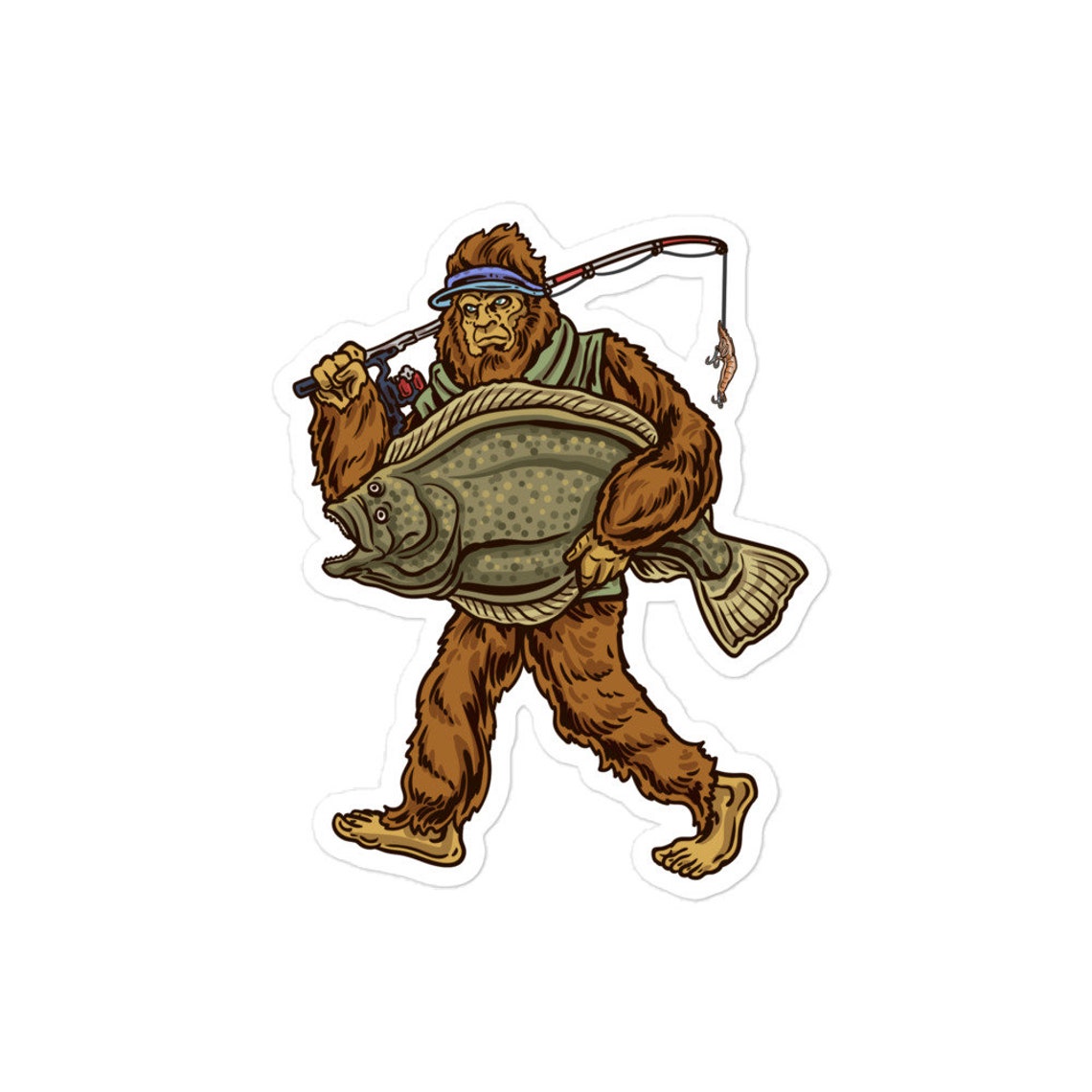 Bigfoot Flounder Fishing Sticker, Waterproof Vinyl (outdoor Durable) - Etsy