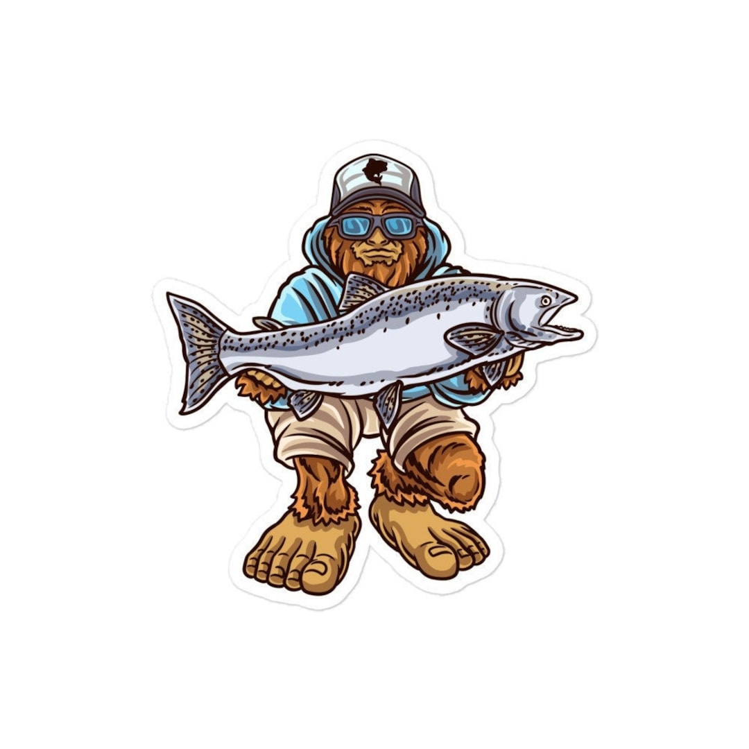 King Salmon Decal , Bigfoot Fishing Sticker , Fishing Sticker ...