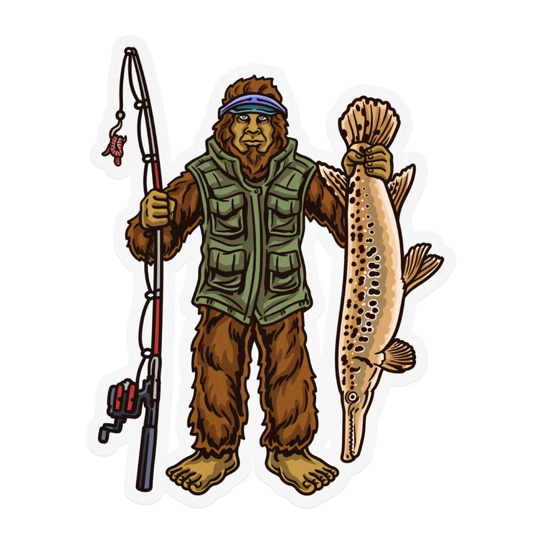 Bigfoot Alligator Gar Fishing Decal Cryptid Fisherman Sticker, Funny ...