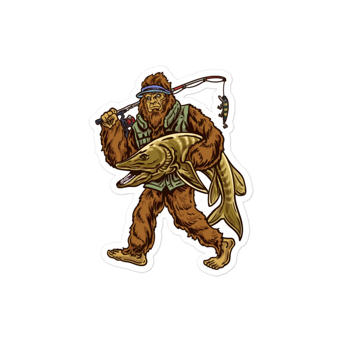 Muskie Fishing Sticker , Bigfoot Fishing Sticker , Fishing Sticker ...