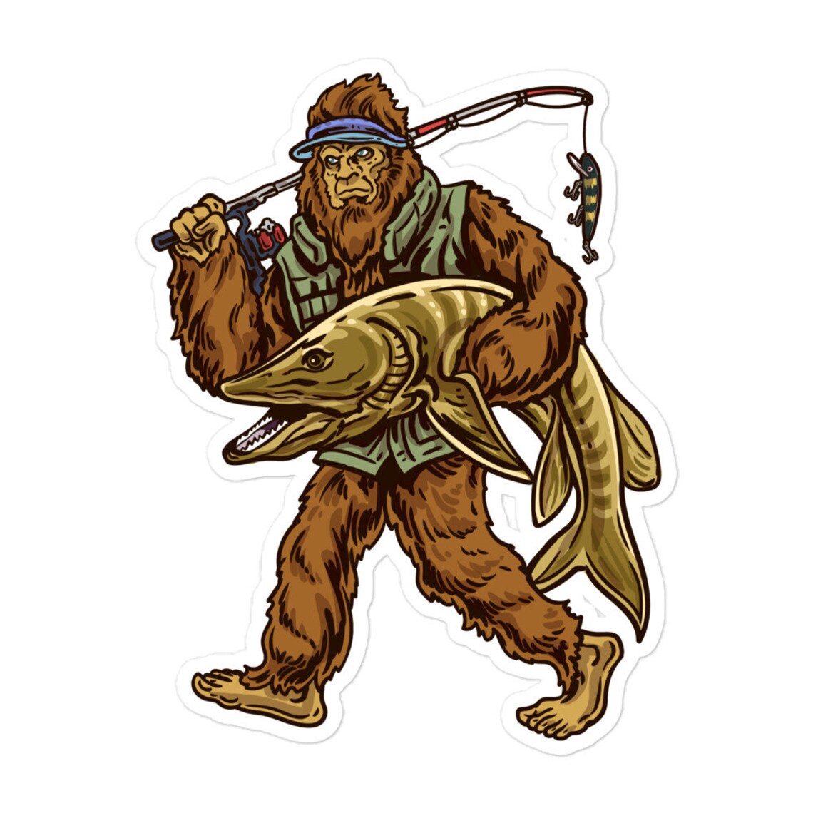 Muskie Fishing Sticker , Bigfoot Fishing Sticker , Fishing Sticker ...
