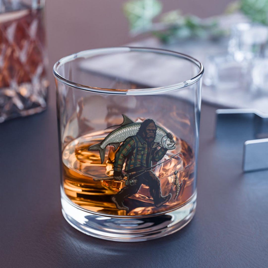 Bigfoot Whiskey Glass - Angler’s Trophy Tarpon Design - Etsy