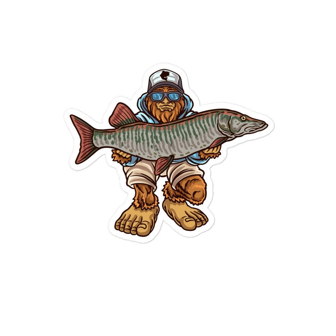 Tiger Muskie Sticker , Bigfoot Fishing Sticker , Fishing Sticker ...