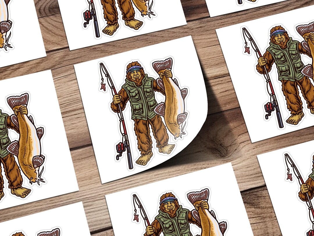 Bigfoot Flathead Fishing Decal Cryptid Fisherman Sticker, Funny ...