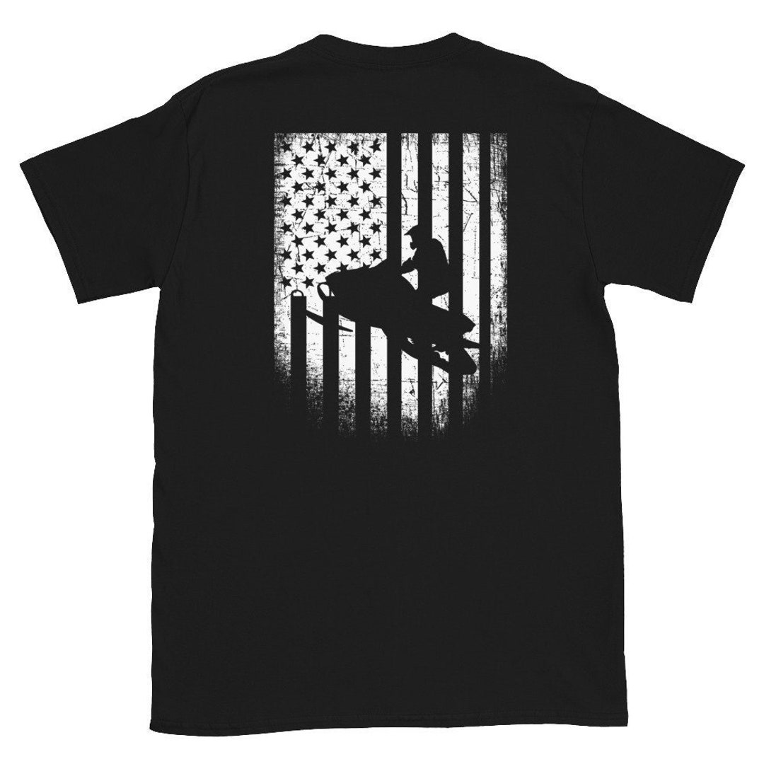 American Flag Snowmobiling Tee - Patriotic Winter Rider Shirt - USA ...