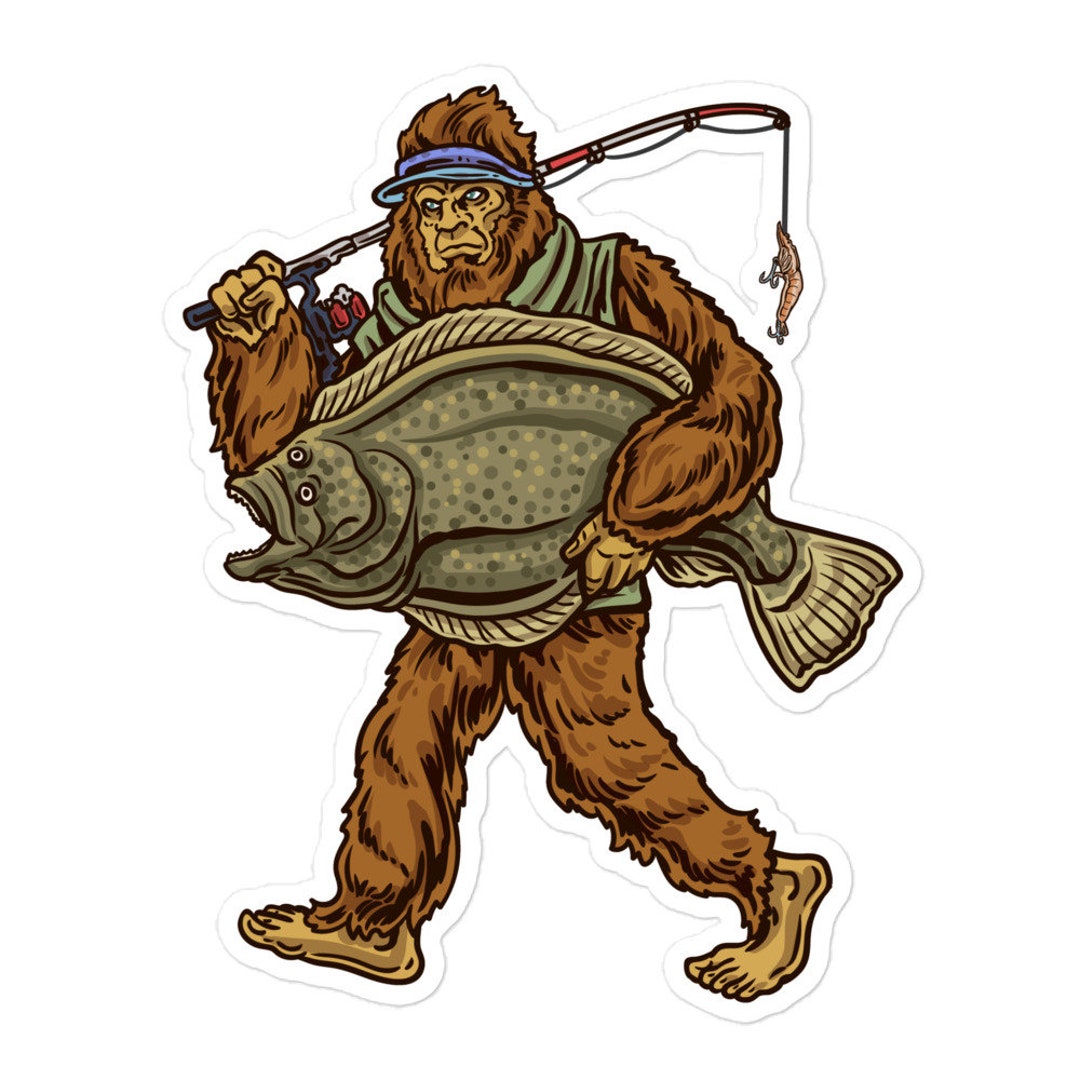 Bigfoot Flounder Fishing Sticker - Decal for Avid Anglers and Outdoor ...