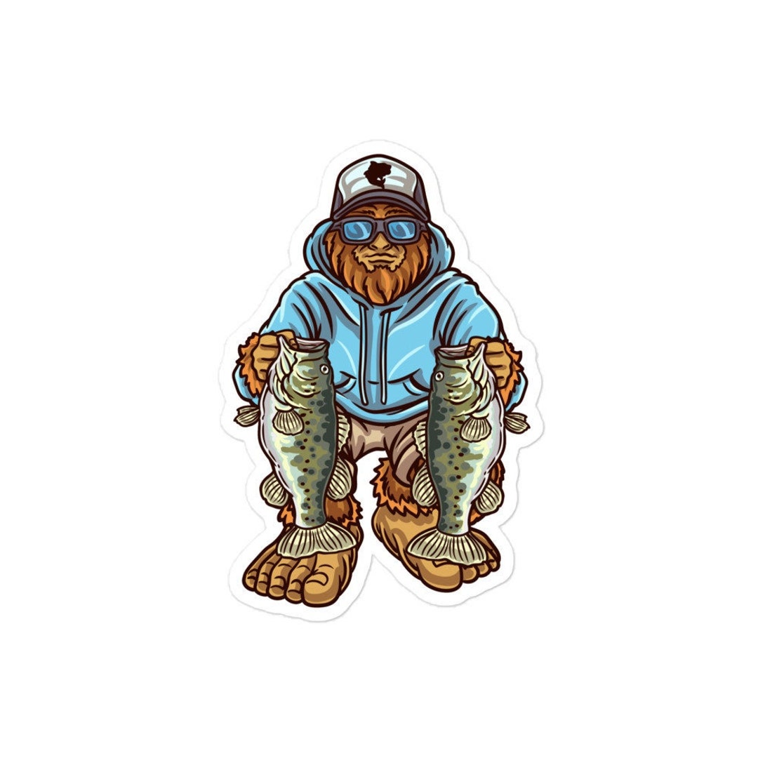 Largemouth Bass Fishing Sticker , Bigfoot Fishing Sticker , Fishing ...