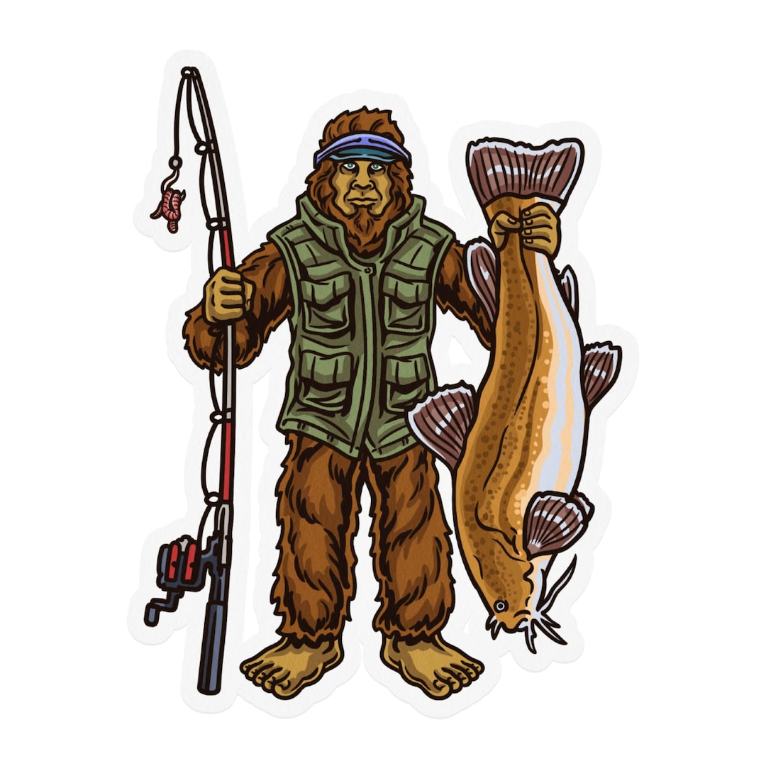 Bigfoot Flathead Fishing Decal Cryptid Fisherman Sticker, Funny ...