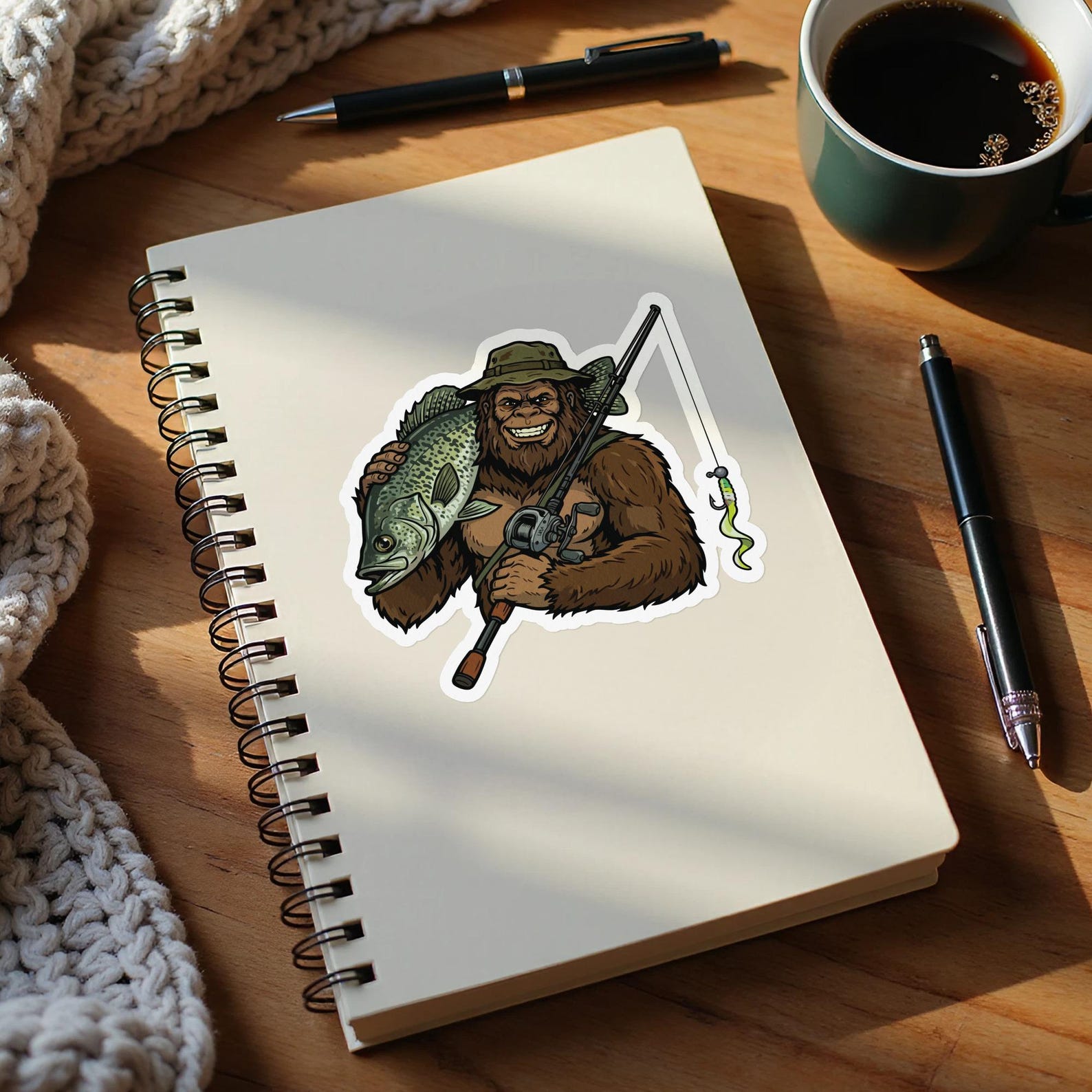 Bigfoot Crappie Trophy Fishing Sticker, Funny Sasquatch Fisherman Decal ...