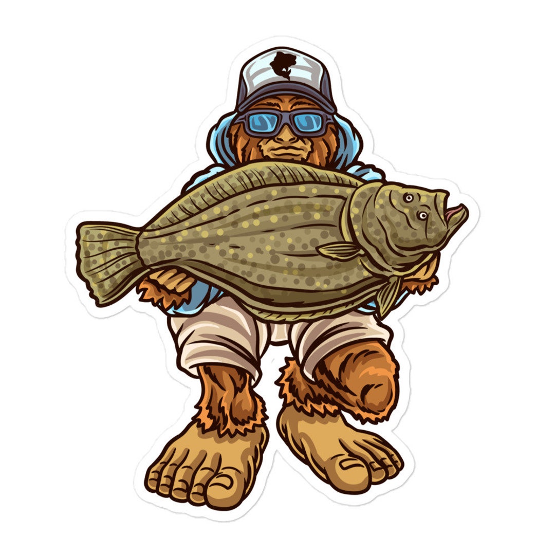 Bigfoot Flounder Fishing Sticker - Decal for Avid Anglers and Outdoor ...