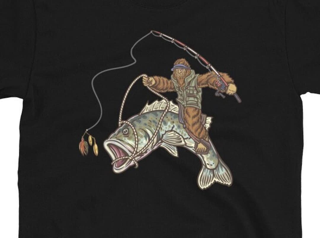Bass Fishing Shirt - Bigfoot and Largemouth Bass Design - Etsy