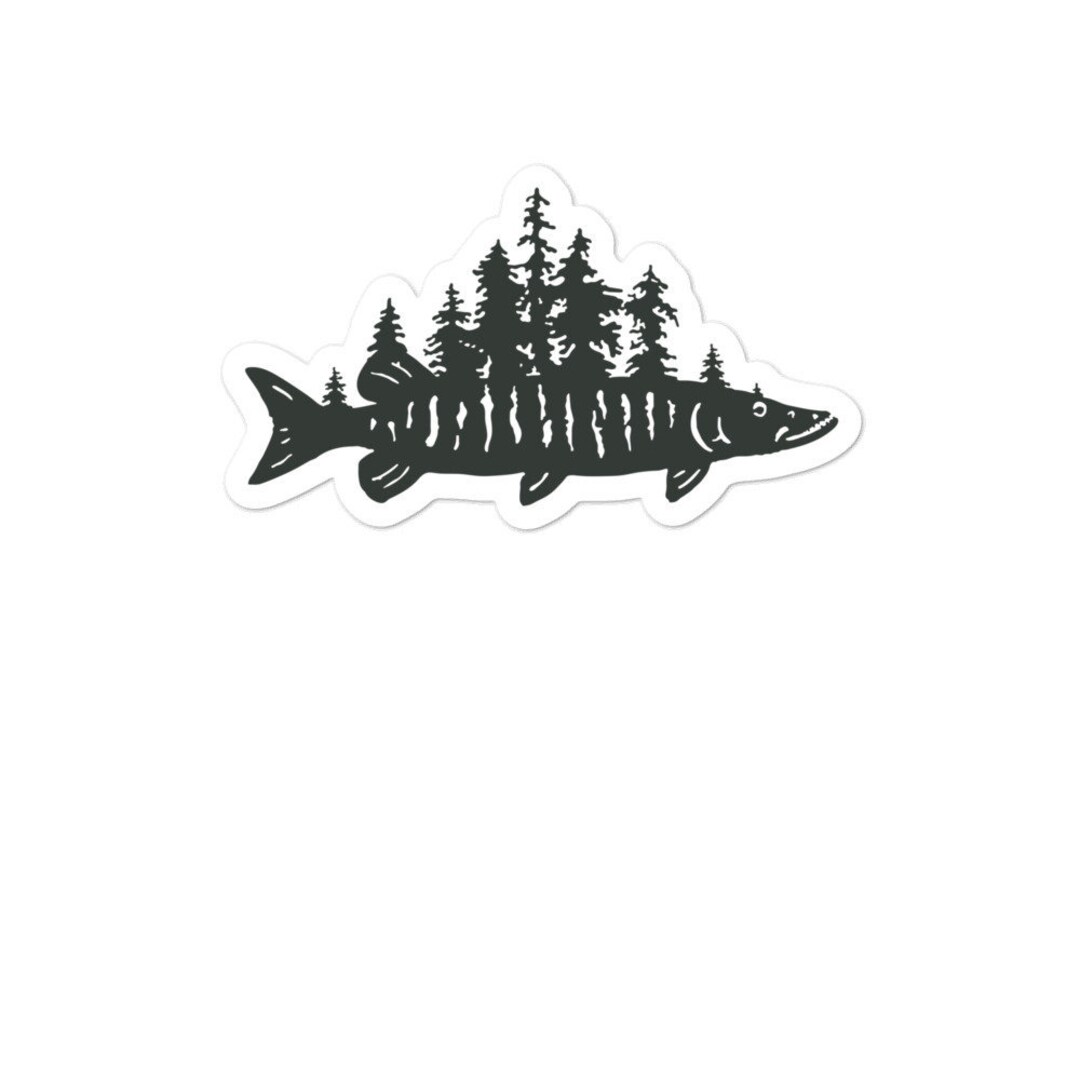 Muskie Fishing Sticker - Forest Treeline Design Vinyl Decal - Etsy