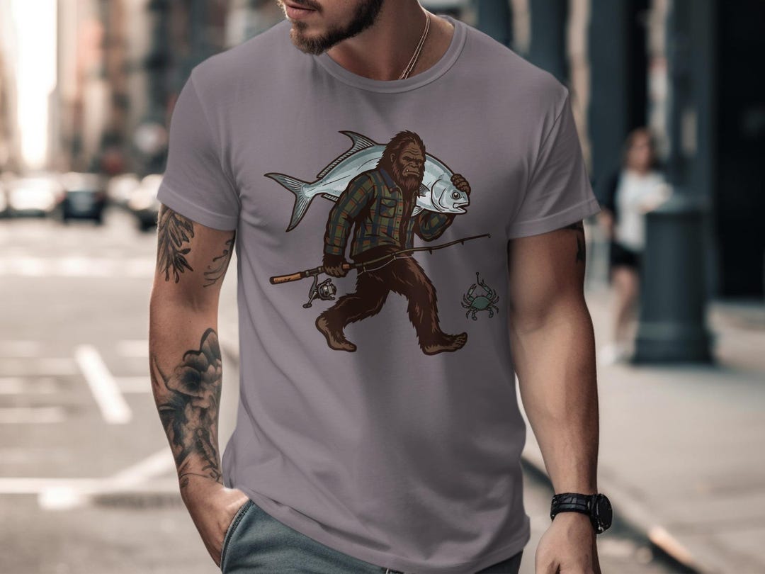 Bigfoot Carrying Permit Trophy Fish T-shirt Sasquatch Fishing Shirt ...