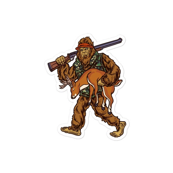Bigfoot Hunting Sticker Bigfoot Deer Hunter Sasquatch Deer - Etsy