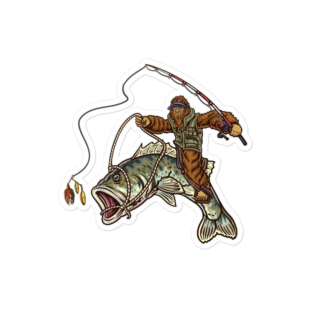 Largemouth Bass Fishing Sticker , Bigfoot Fishing Sticker , Fishing ...
