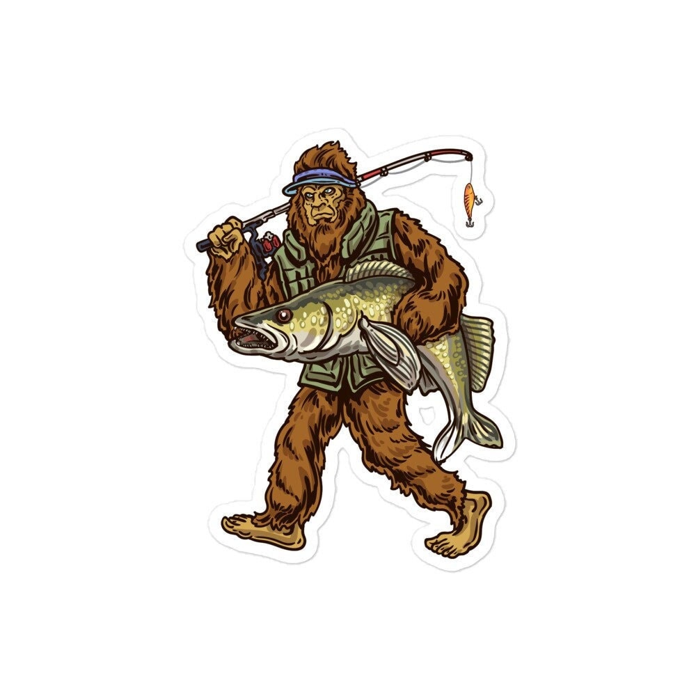 Walleye Fishing Sticker Bigfoot Fishing Sticker Fishing - Etsy