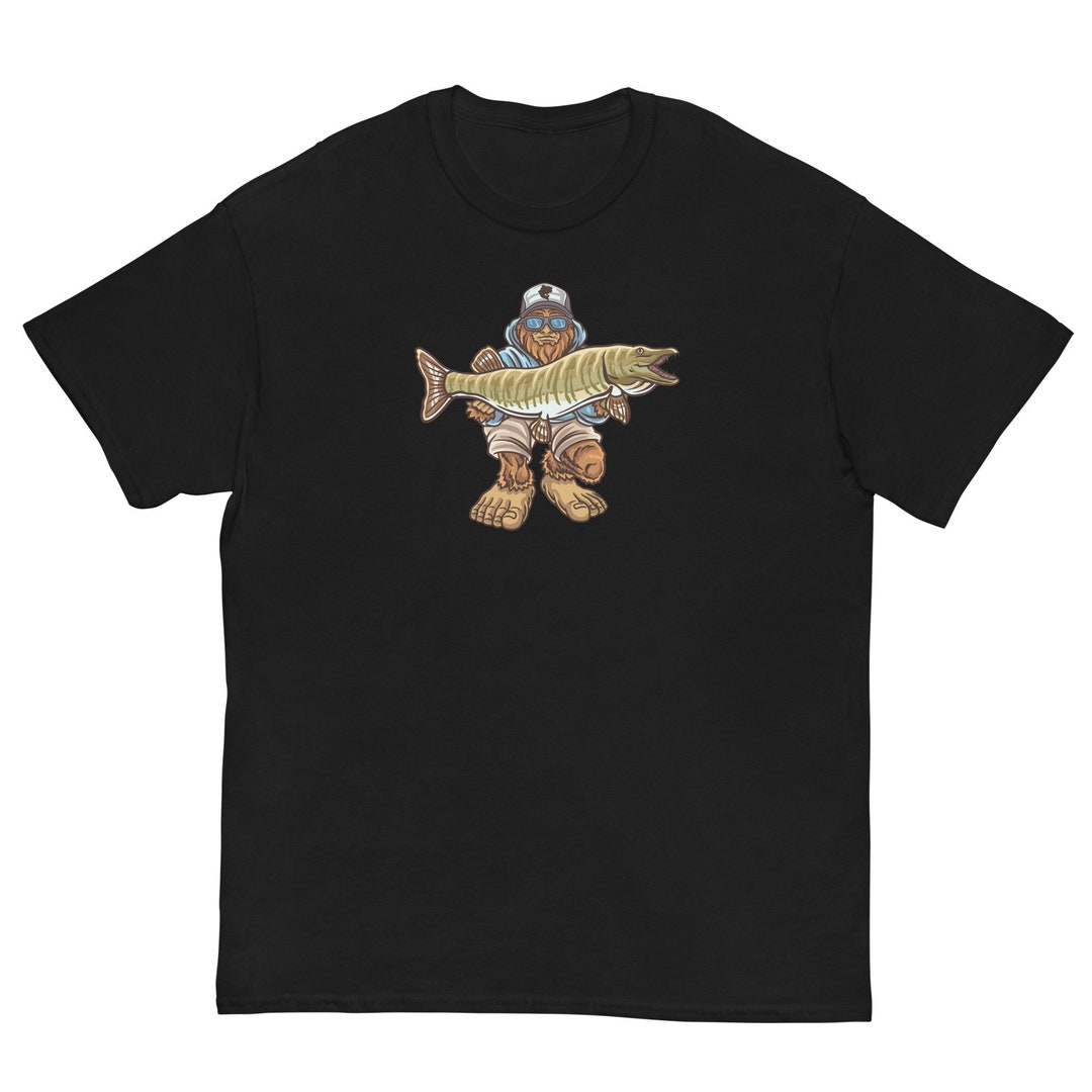 Bigfoot Muskie Fishing Shirt - Soft Cotton Blend, Unisex - Etsy