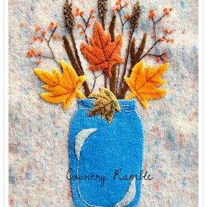 Autumn Colors PDF Pattern Wool Applique - Fall Leaves, Berries, and ...