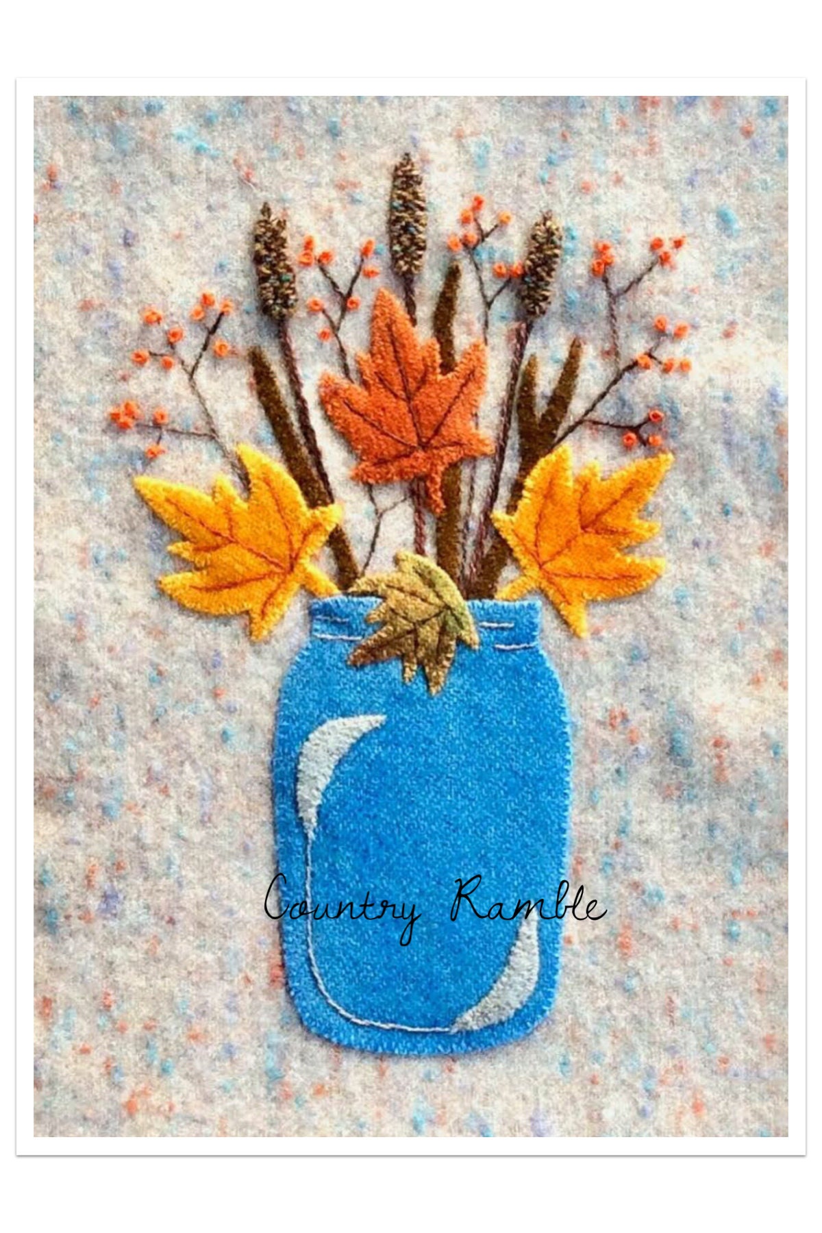 Autumn Colors PDF Pattern Wool Applique - Fall Leaves, Berries, and ...