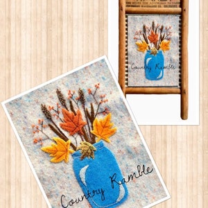 Autumn Colors PDF Pattern Wool Applique - Fall Leaves, Berries, and ...