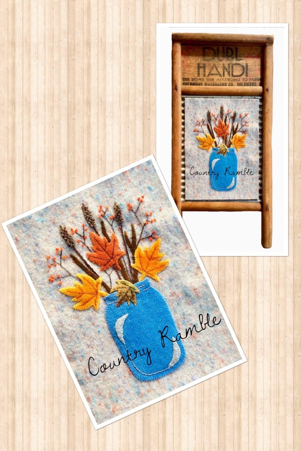 Autumn Colors PDF Pattern Wool Applique - Fall Leaves, Berries, and ...