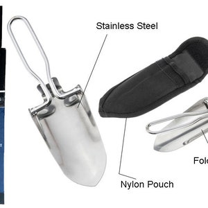 Mini Stainless Steel FOLDING Trowel | With Pouch | Steel Shovel Spade ...