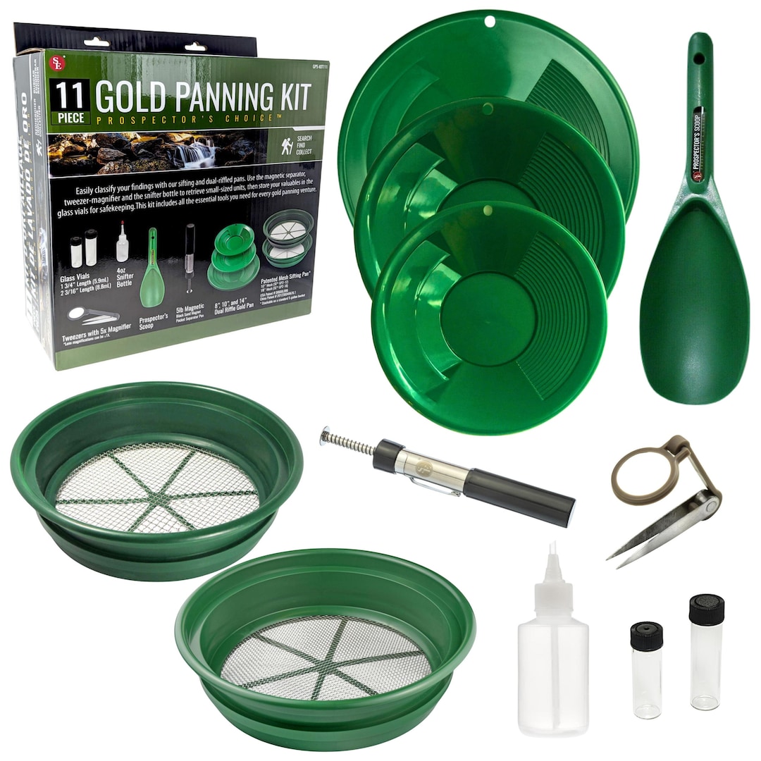 11pc Gold Panning Set | Gold Panning and Metal Detecting Tools | in Box ...