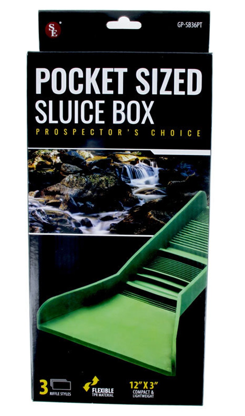 Pocket Sized Hard Rubber Green Sluice Box - 12"x3"x5.5" Pocket Sluice ...