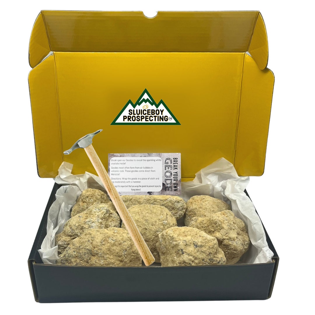 Break Your Own Geodes! BOX SET W HAMMER | Raw, Uncut Crystal Geode ...