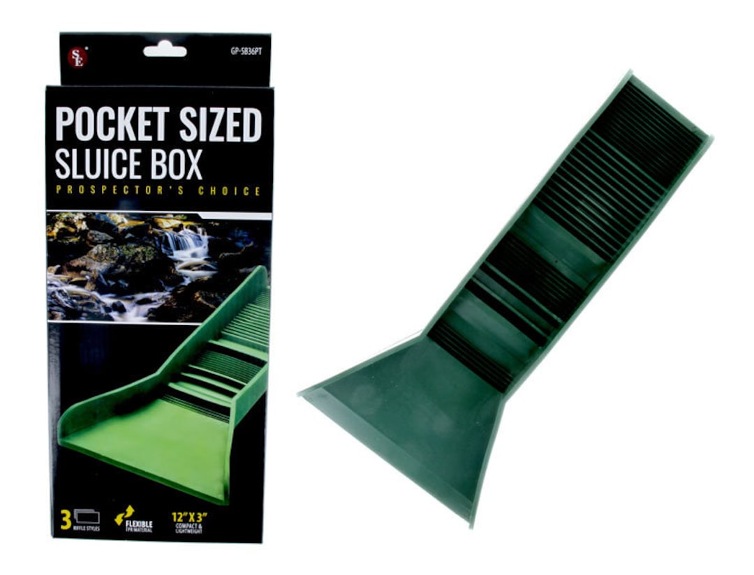 Pocket Sized Hard Rubber Green Sluice Box - 12"x3"x5.5" Pocket Sluice ...