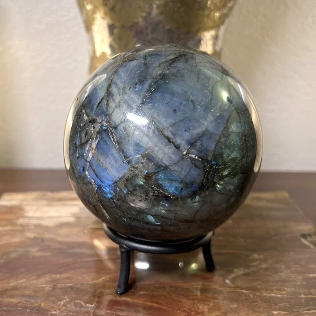 Labradorite Sphere Includes Free Stand Natural Crystal Ball for Healing ...