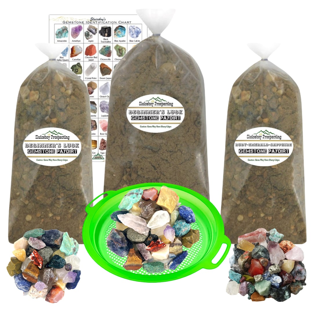 Gem Dig 18 POUNDS Rough Gemstone Mix Classifier, Sieve & Gem ID Chart ...