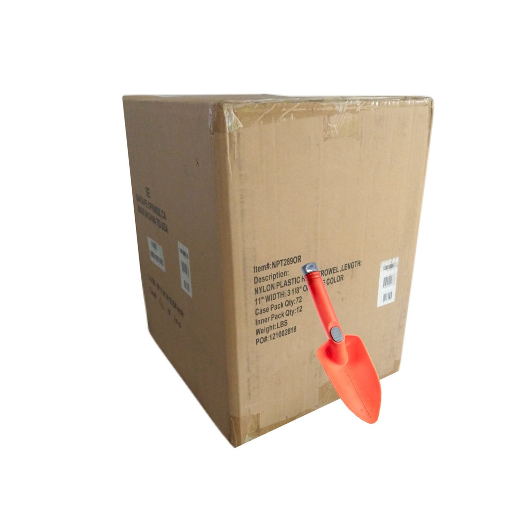 Box of 72 Plastic Hand Shovels | 11" | Trowels | Gardening | ORANGE ...