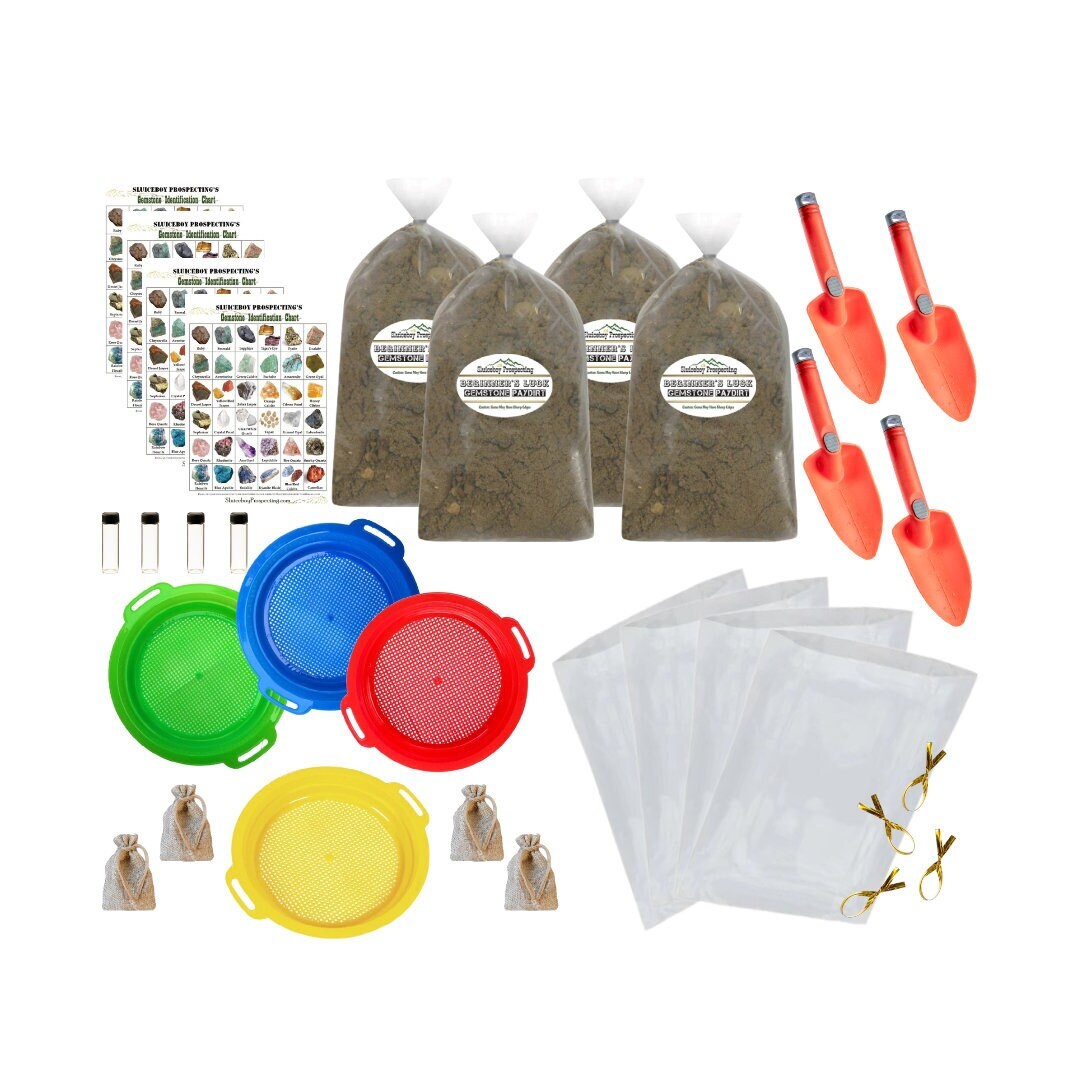 Gemstone Mining GEM PARTY Kits LARGE 8 Pound Paydirt Kits Goody Bags ...