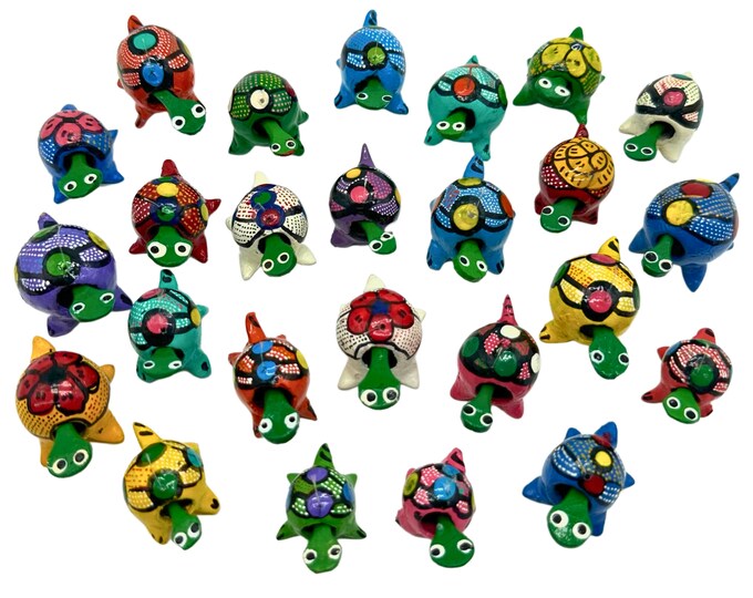 Turtle Mexican Bobbles | Hand Painted Wood | Bulk Turtles | Handmade ...