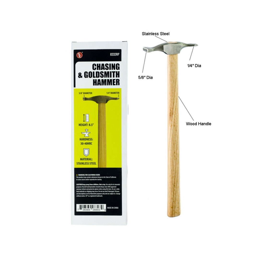 Chasing & Goldsmith Hammer | 8.5" | GEODE HAMMER | Steel | Wood | 5/8 ...