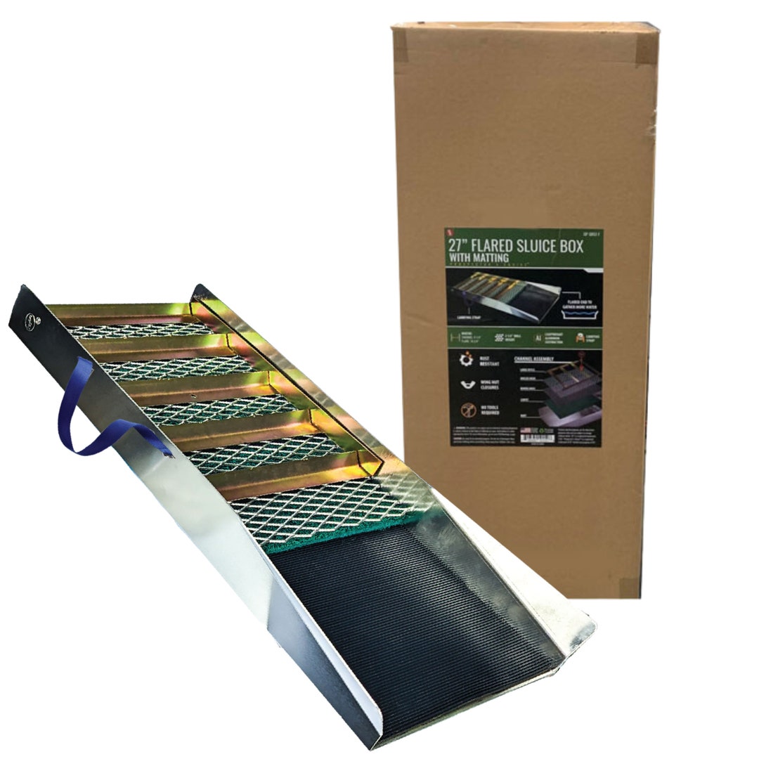 27" Flared Aluminum Sluice Box With Miners Moss & Mat | Creek Sluice ...