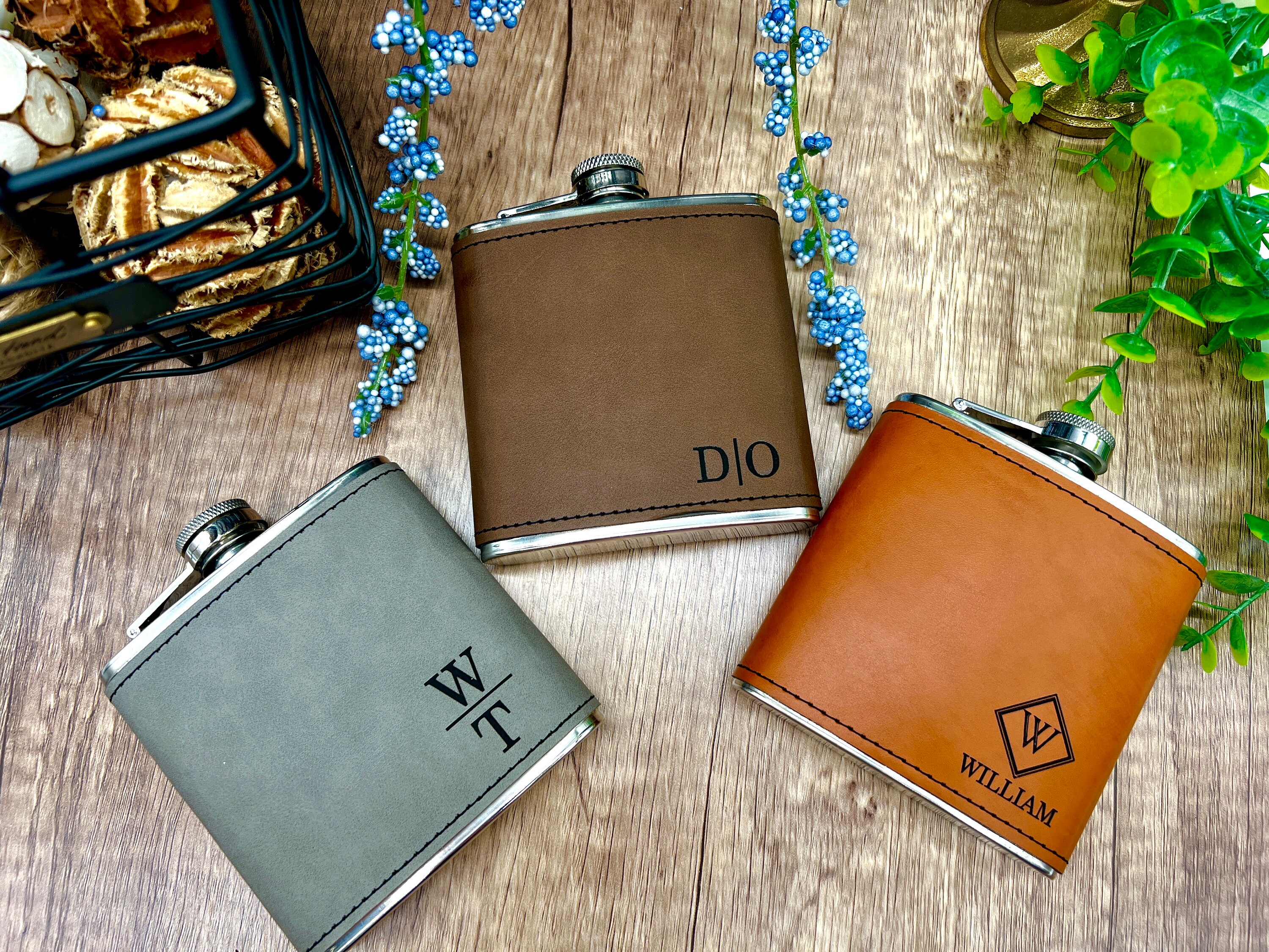 Personalized Flask for Men, Groomsman Gift, Leather Flask, Flask ...