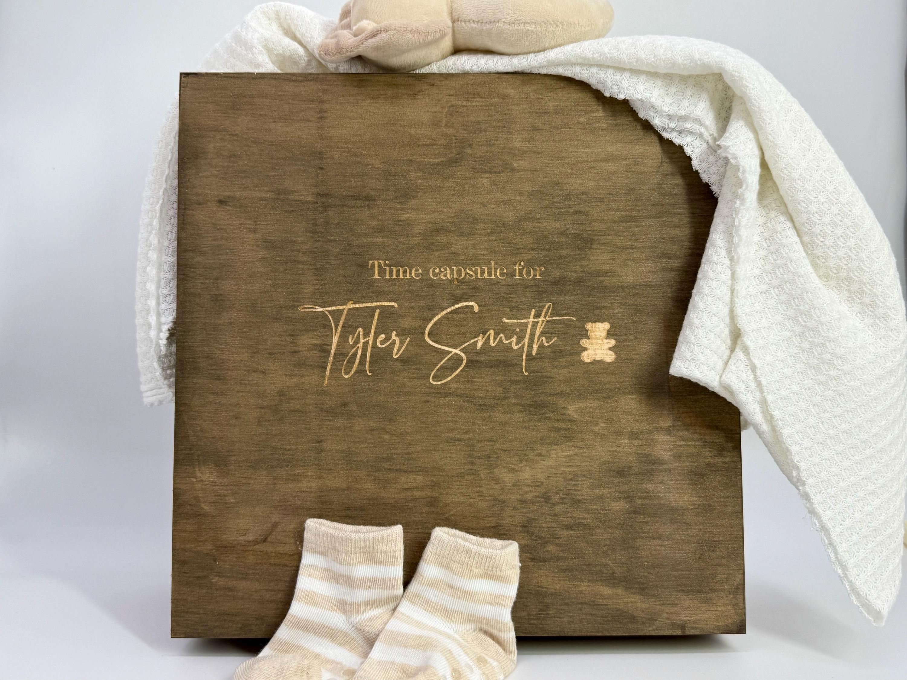 Baby Shower Time Capsule Wood Box - Engraved Baby Shower Keepsake Box ...