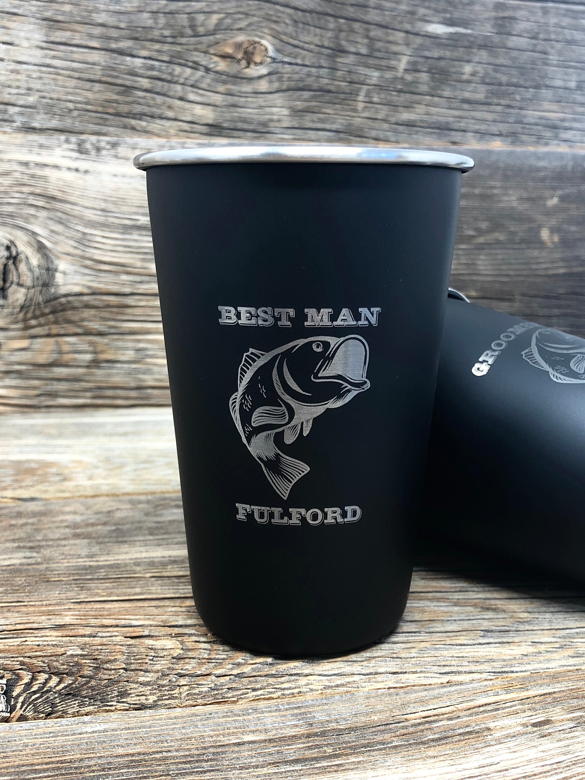 Groomsmen Gift Groomsman Cup Black Stainless Steel Pint Cup | Etsy