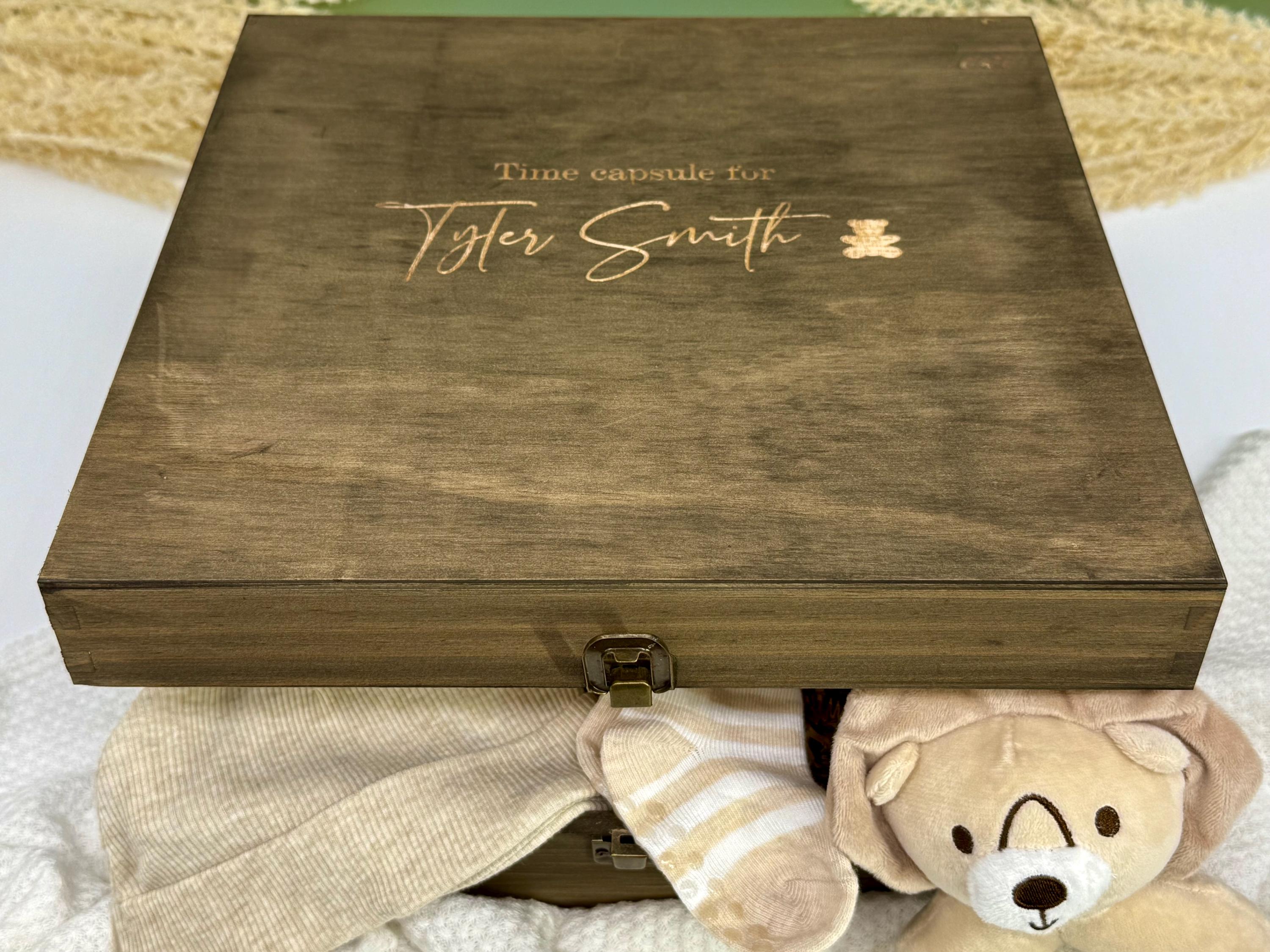 Baby Shower Time Capsule Wood Box - Engraved Baby Shower Keepsake Box ...